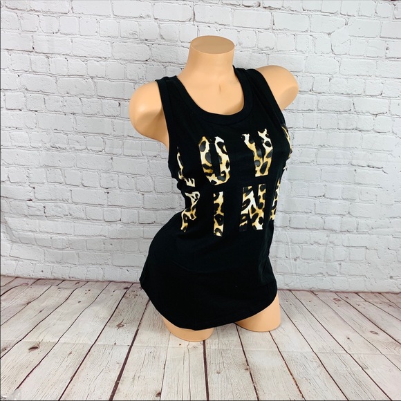 PINK Victoria's Secret | Tops | Vs Pink Leopard Print Love Pink Muscle ...